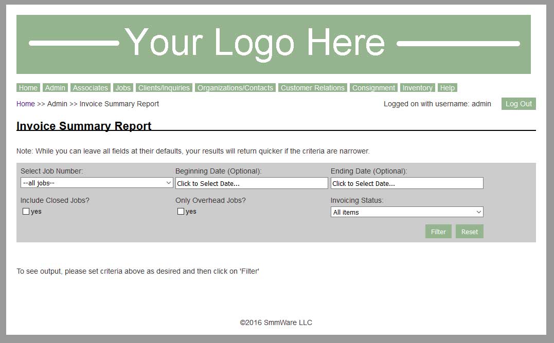 11) Invoice Summary Report – SMMware